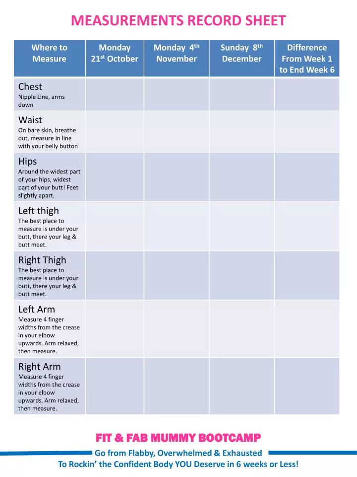 PPT - MEASUREMENTS RECORD SHEET PowerPoint Presentation, free download ...