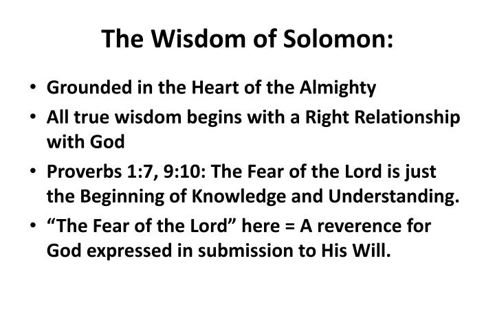 PPT - Solomon’s Wisdom Lesson 1 PowerPoint Presentation - ID:1780949
