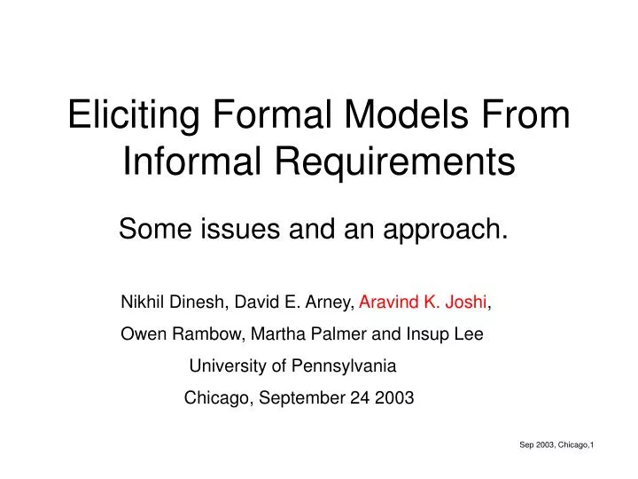 PPT - Eliciting Formal Models From Informal Requirements PowerPoint ...