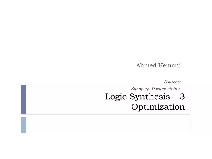 Ppt Logic Synthesis 3 Optimization Powerpoint Presentation Free Download Id 1781669