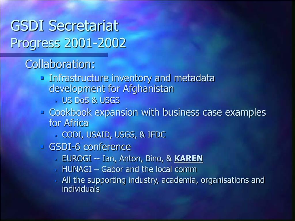 PPT - GSDI-6 Meeting Steering Committee Budapest, 16 September, 2002 ...