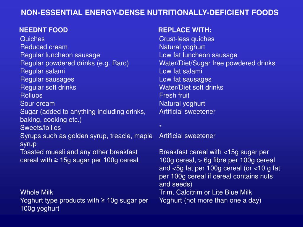 PPT - The NEEDNT Foods List: Non-Essential Energy Dense Nutritionally ...
