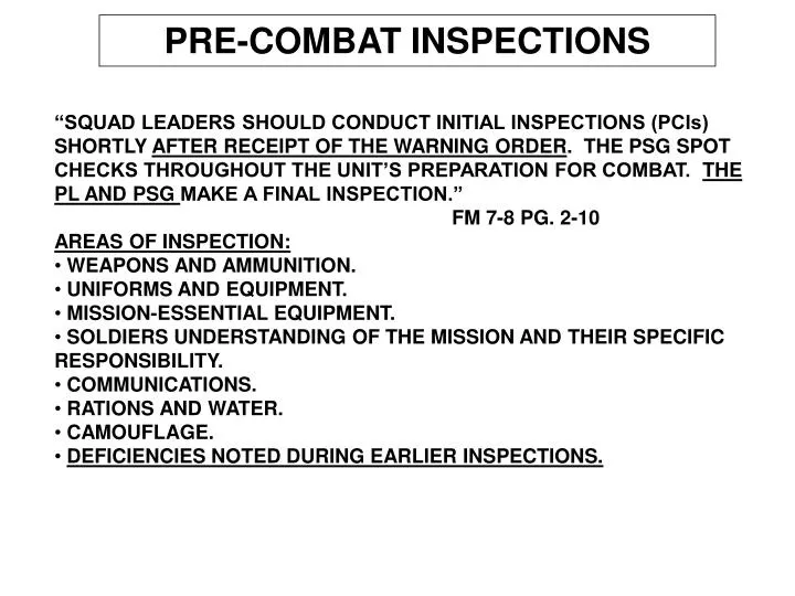 PPT - PRE-COMBAT INSPECTIONS PowerPoint Presentation, free download ...
