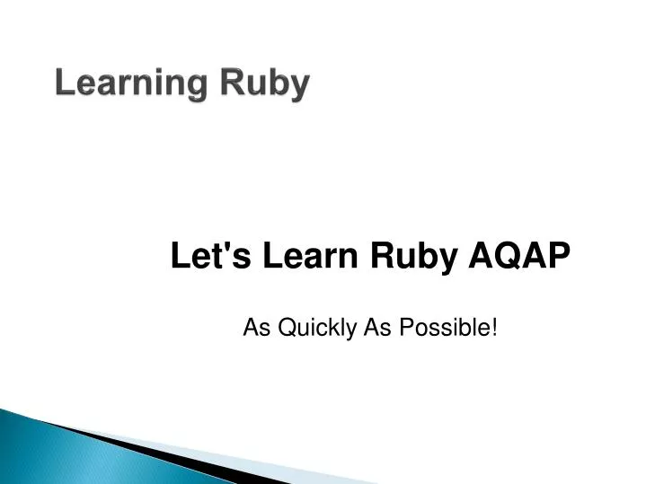 PPT - Learning Ruby PowerPoint Presentation, free download - ID:1782528