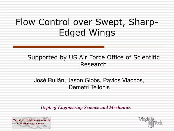PPT - Flow Control over Swept, Sharp-Edged Wings PowerPoint ...