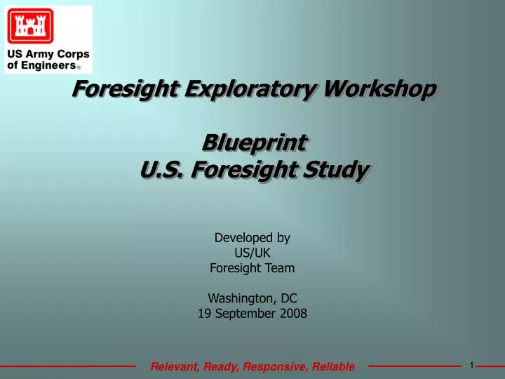 PPT - Foresight Exploratory Workshop Blueprint U.S. Foresight Study ...