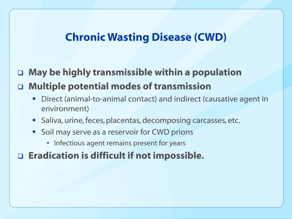 PPT - Chronic Wasting Disease: A Zoonotic Disease? PowerPoint ...