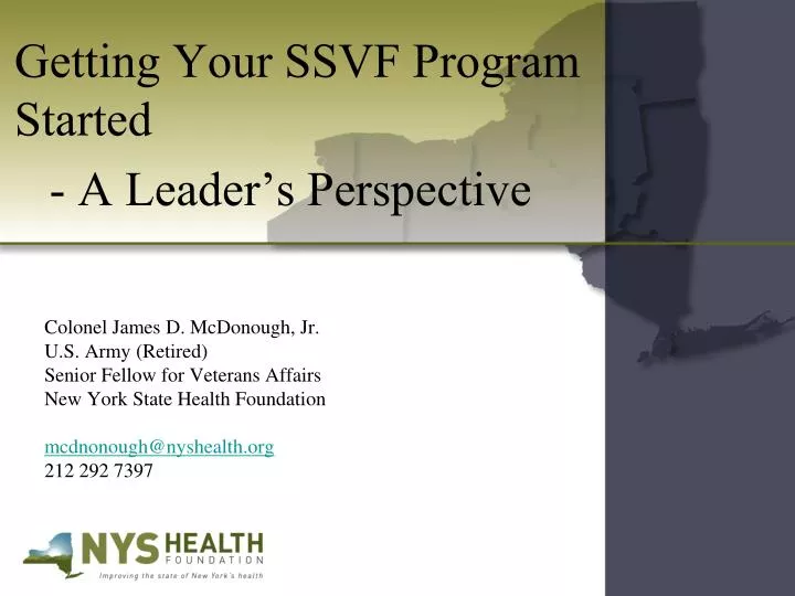 PPT - Getting Your SSVF Program Started - A Leader’s Perspective ...