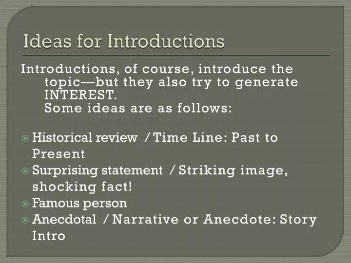 PPT - Ideas for Introductions PowerPoint Presentation, free download ...