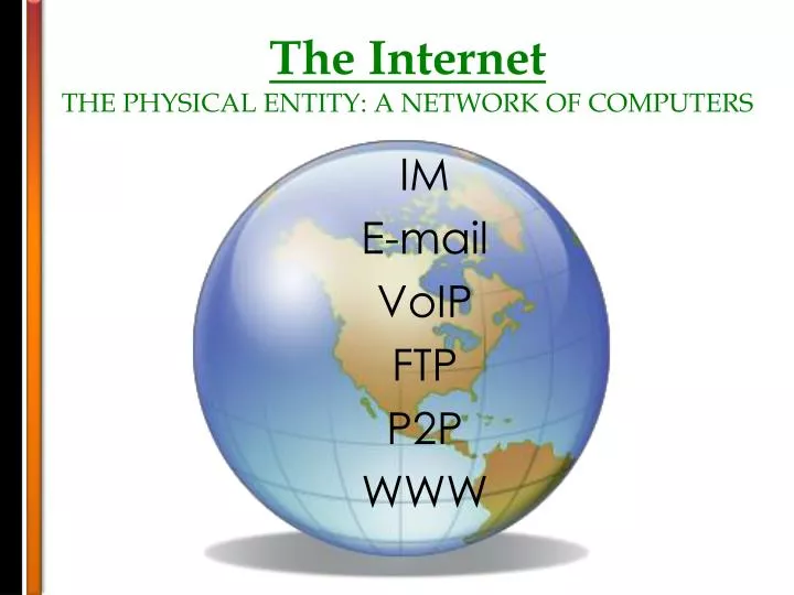 PPT - The Internet THE PHYSICAL ENTITY: A NETWORK OF COMPUTERS ...