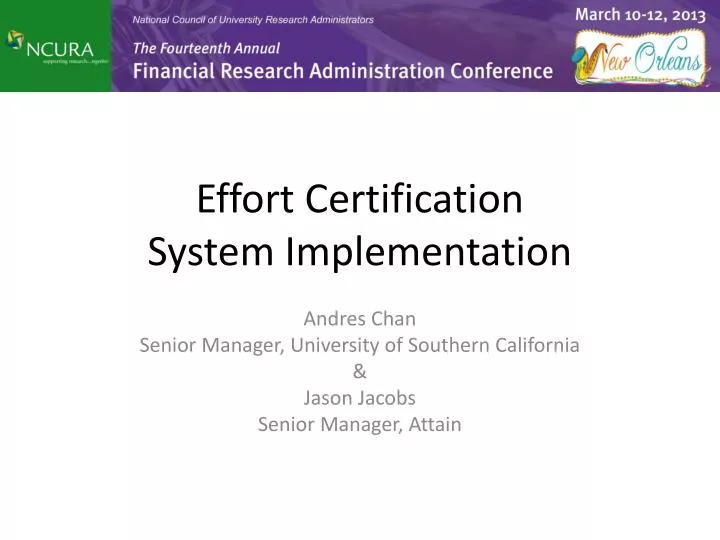 PPT - Effort Certification System Implementation PowerPoint ...