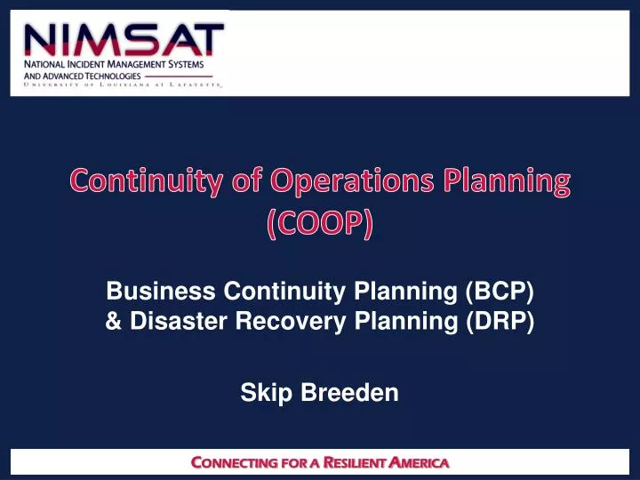 PPT - Continuity of Operations Planning (COOP) PowerPoint Presentation ...