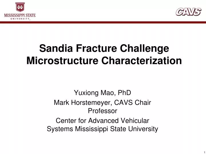 PPT - Sandia Fracture Challenge Microstructure Characterization ...