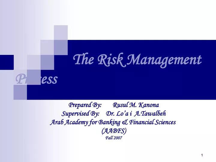 PPT - The Risk Management Process PowerPoint Presentation, free ...