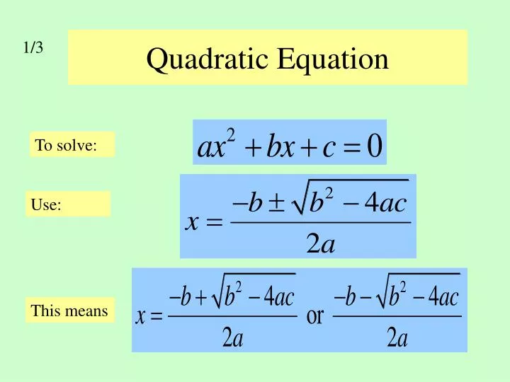 PPT - Quadratic Equation PowerPoint Presentation, free download - ID ...