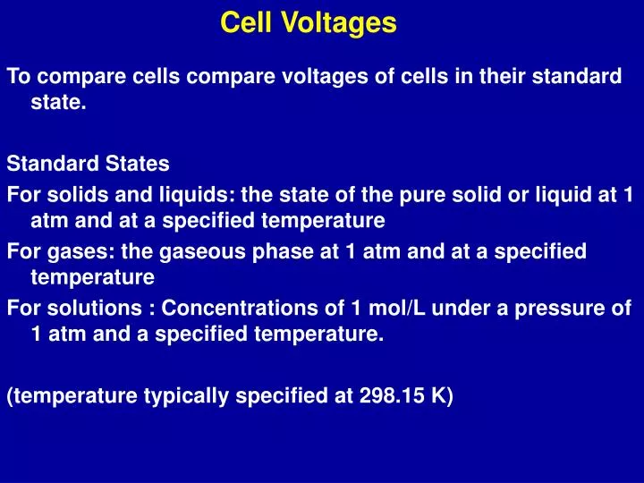 PPT - Cell Voltages PowerPoint Presentation, free download - ID:1793601