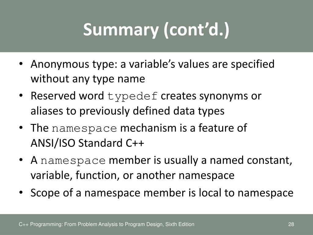 Ppt Chapter 7 User Defined Simple Data Types Namespaces And The String Type Powerpoint