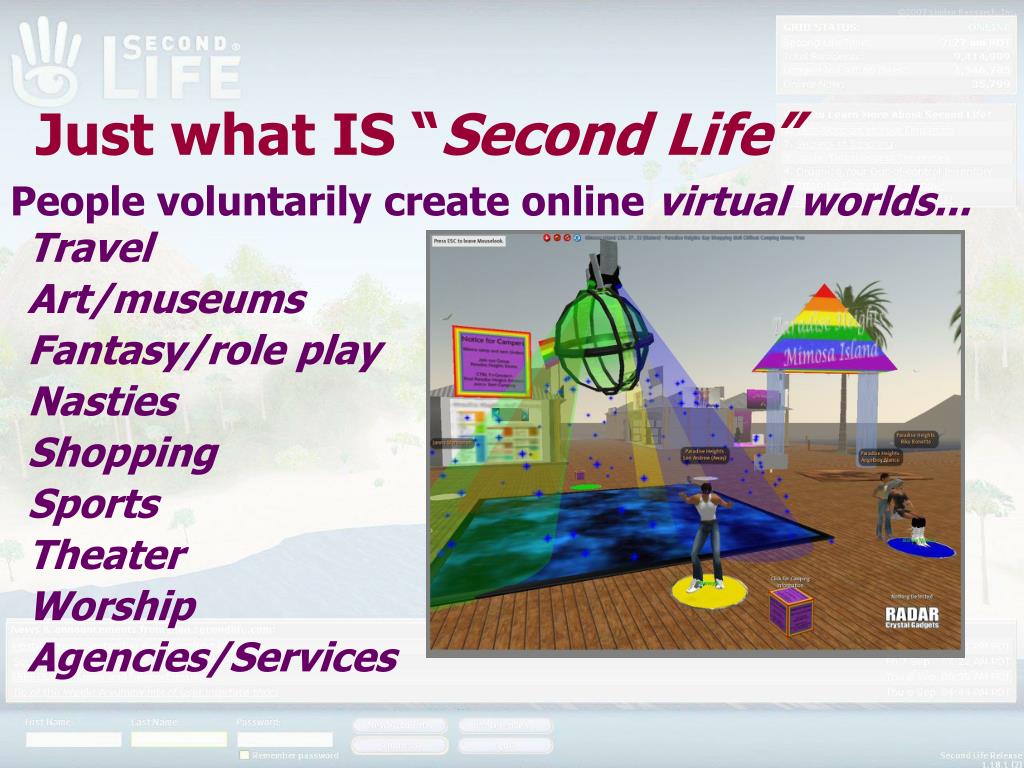 PPT - “Second Life” Exploring Virtual Worlds for Social Work Education ...