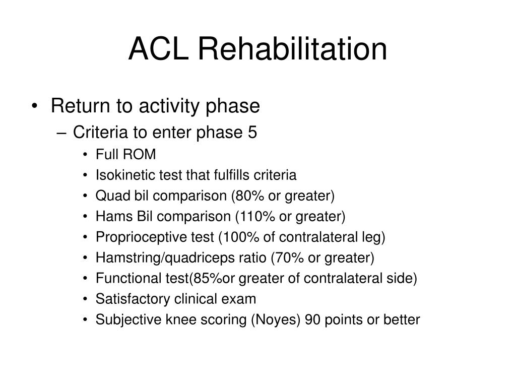 PPT - REHABILITATION AFTER ANTERIOR CRUCIATE LIGAMENT RECONSTRUCTION ...
