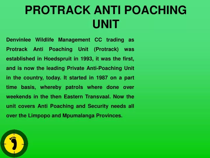 PPT - PROTRACK ANTI POACHING UNIT PowerPoint Presentation, free ...