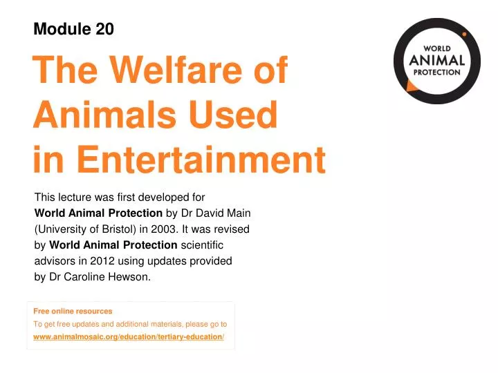 PPT - The Welfare of Animals Used in Entertainment PowerPoint ...