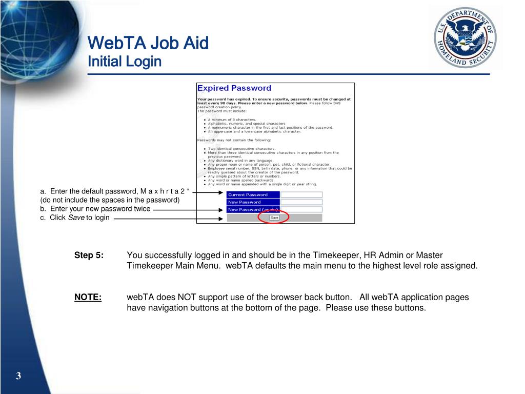 PPT - WebTA Job Aid I nitial Login PowerPoint Presentation, free ...