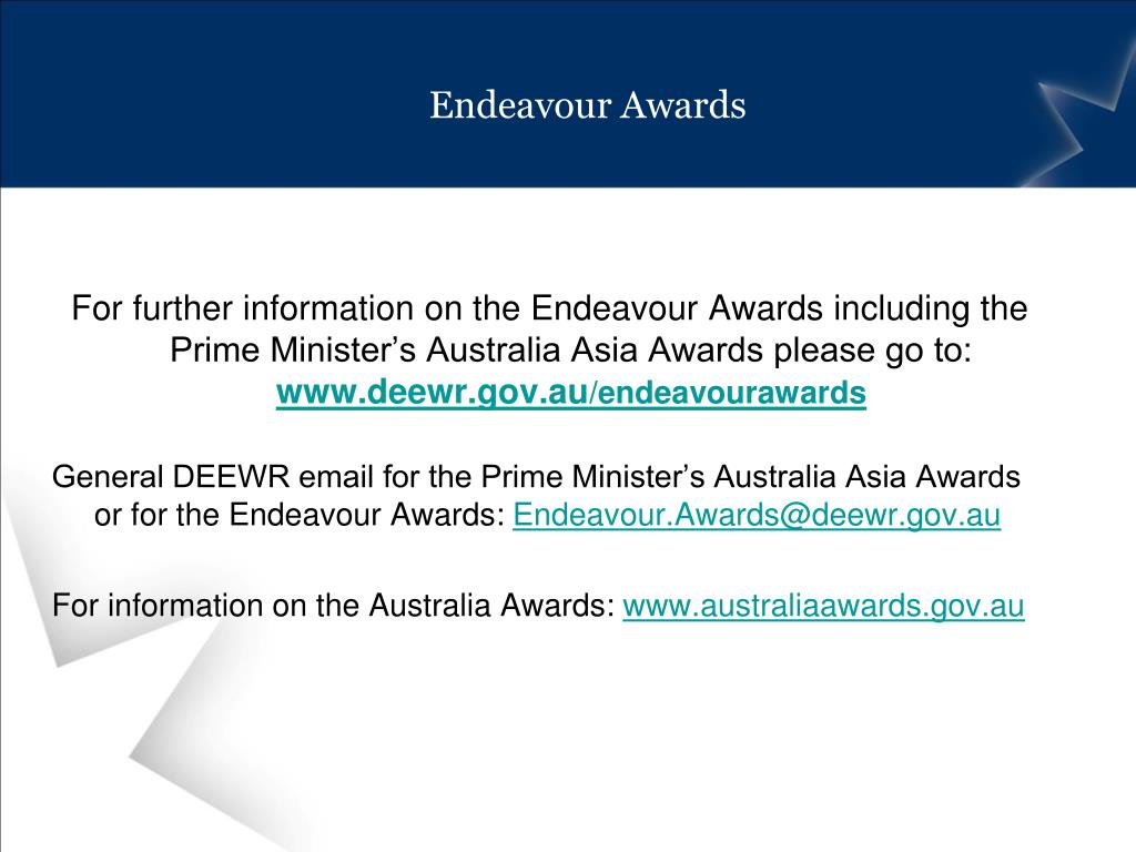 PPT - Endeavour Awards Information Session The Prime Minister’s ...