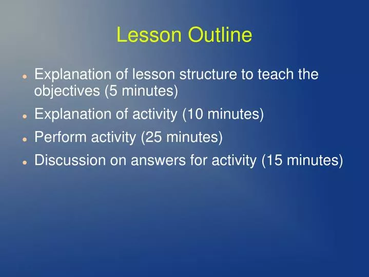 PPT - Lesson Outline PowerPoint Presentation, free download - ID:1796786