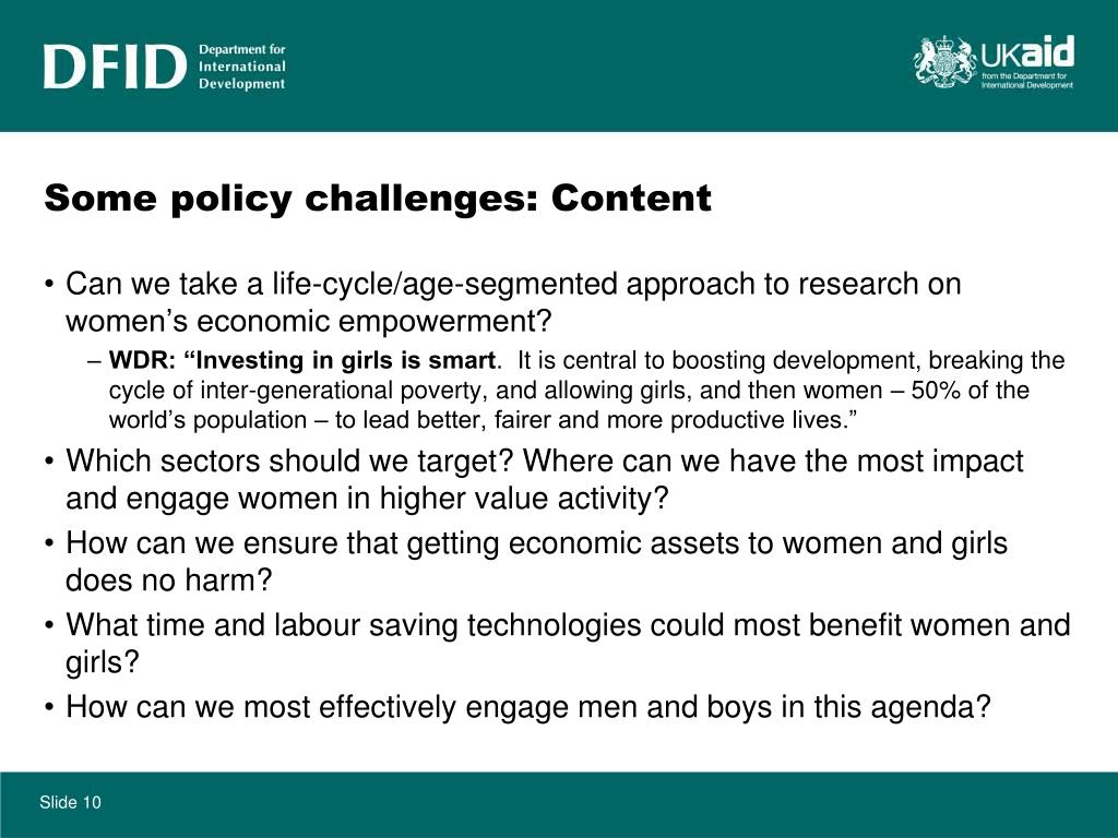 PPT - DFID on the economic empowerment of women and girls: a policy ...