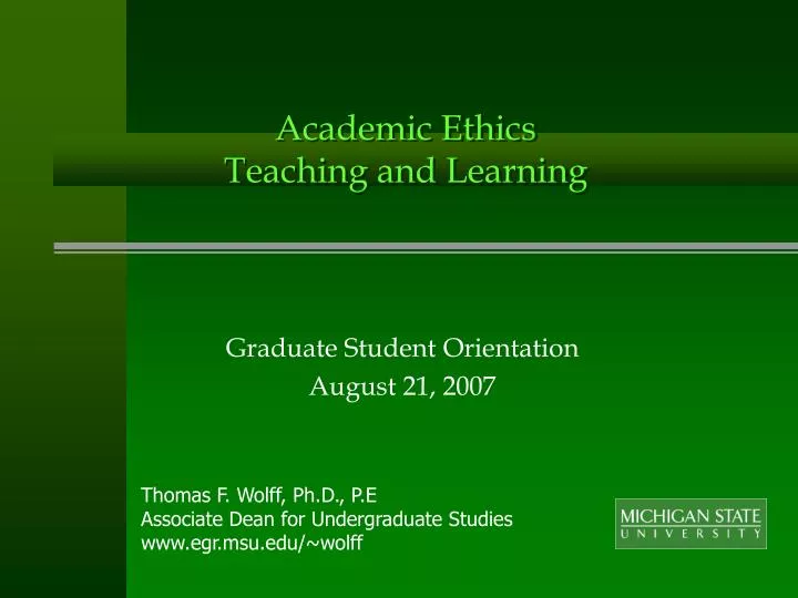 PPT - Academic Ethics Teaching and Learning PowerPoint Presentation ...