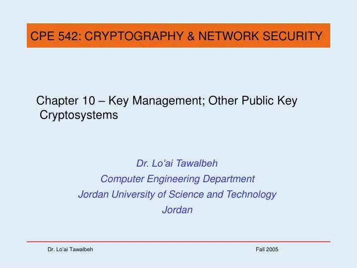 PPT - Chapter 10 – Key Management; Other Public Key Cryptosystems PowerPoint Presentation - ID ...