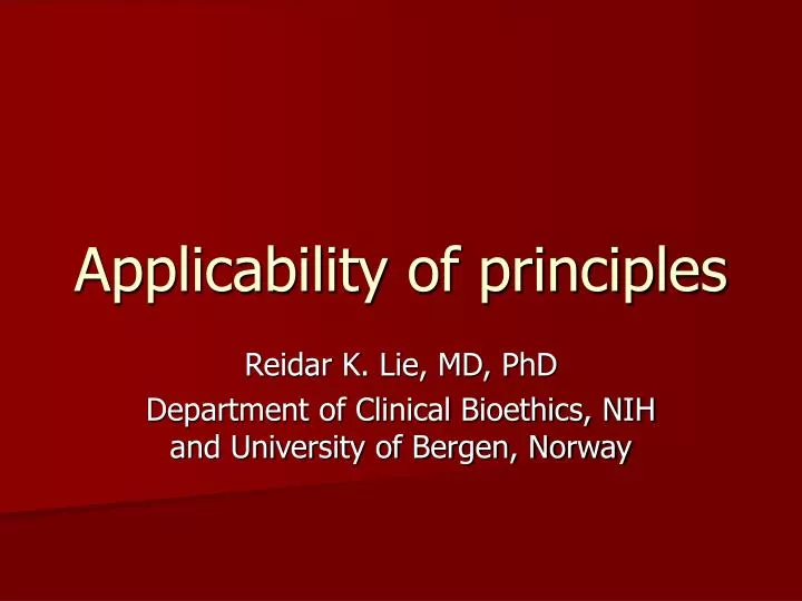 PPT - Applicability of principles PowerPoint Presentation, free ...