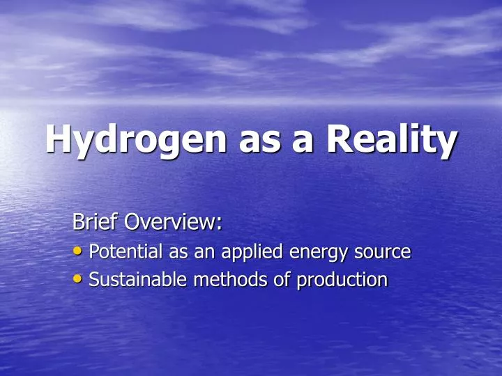 PPT - Hydrogen as a Reality PowerPoint Presentation, free download - ID ...