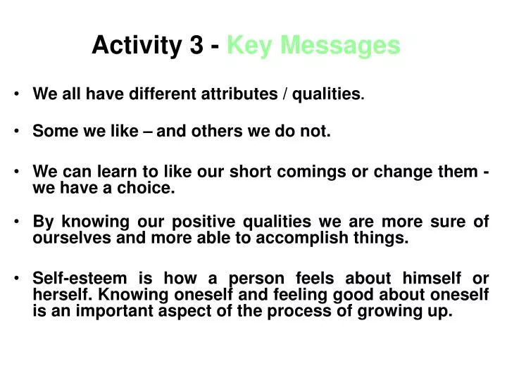 PPT - Activity 3 - Key Messages PowerPoint Presentation, free download ...
