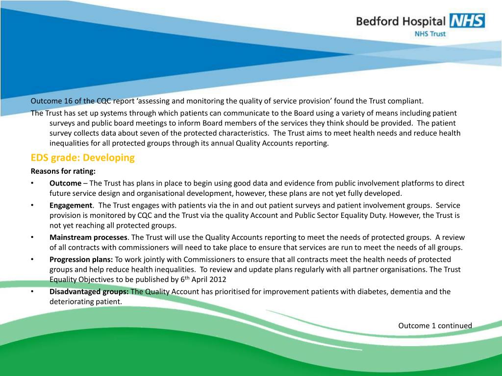 PPT - Equality Delivery System Goal 1 Grading Template for Bedford ...