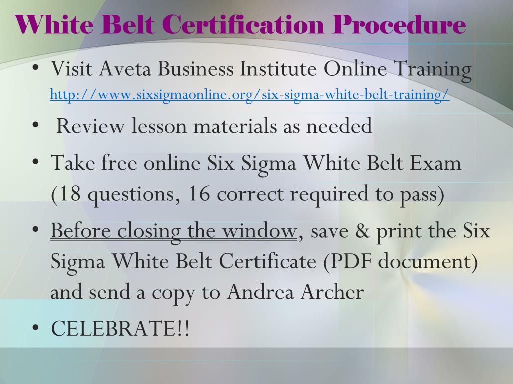 PPT - Introductory Six Sigma Methods for Management (White Belt ...