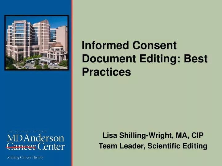 PPT - Informed Consent Document Editing: Best Practices PowerPoint ...
