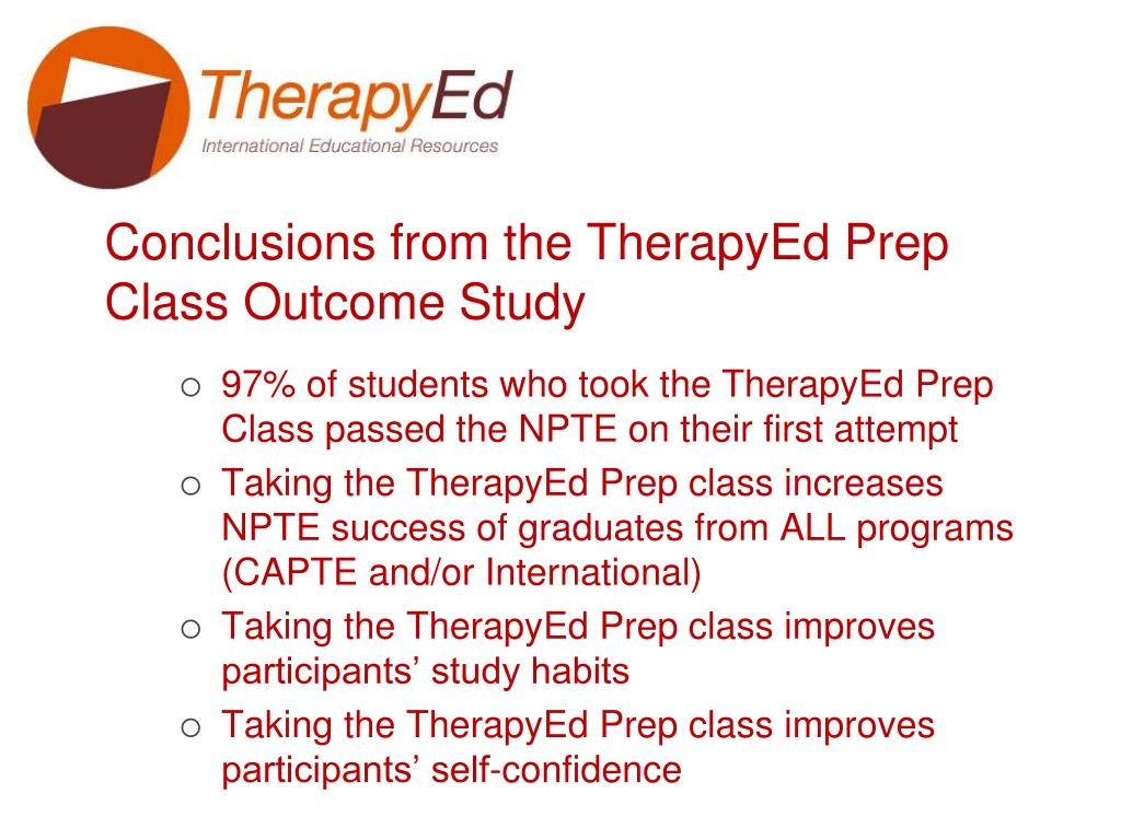 PPT - Outcome Study of TherapyEd Physical Therapy Licensure Exam Prep ...