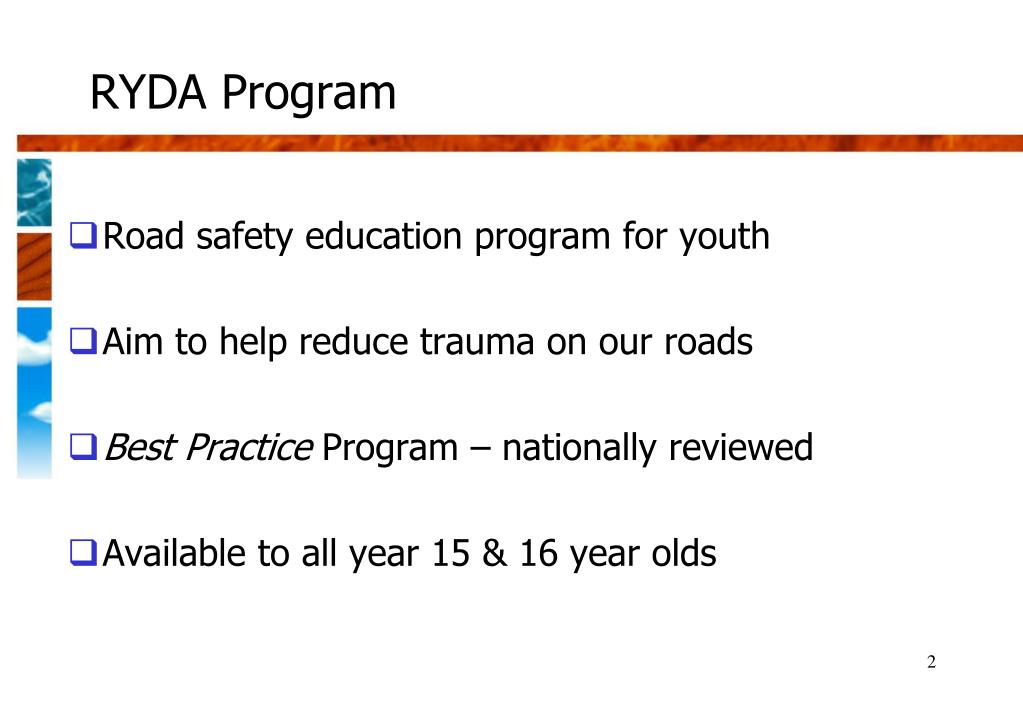 PPT - RYDA New Zealand Limited Rotary Clubs of New Zealand Youth Driver ...