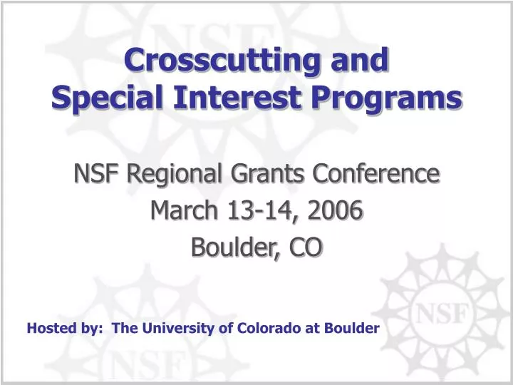 PPT - Crosscutting and Special Interest Programs PowerPoint ...