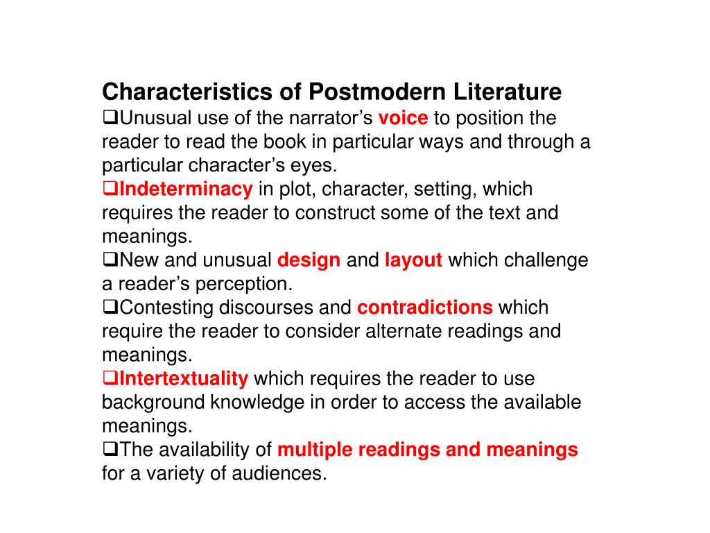Postmodernism Literature Postmodernism Literature
