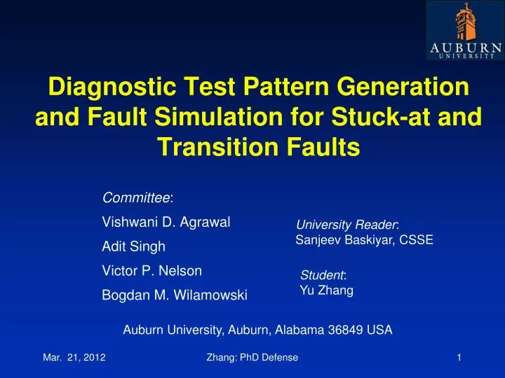 Ppt Diagnostic Test Pattern Generation And Fault Simulation For Stuck At And Transition Faults