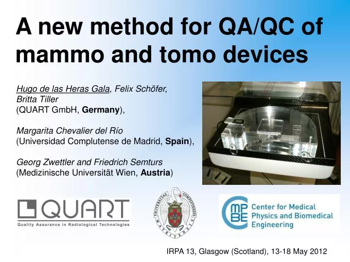 PPT - A new method for QA/QC of mammo and tomo devices PowerPoint ...