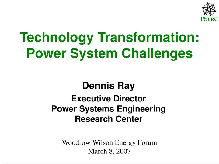 PPT - Technology Transformation: Power System Challenges PowerPoint ...