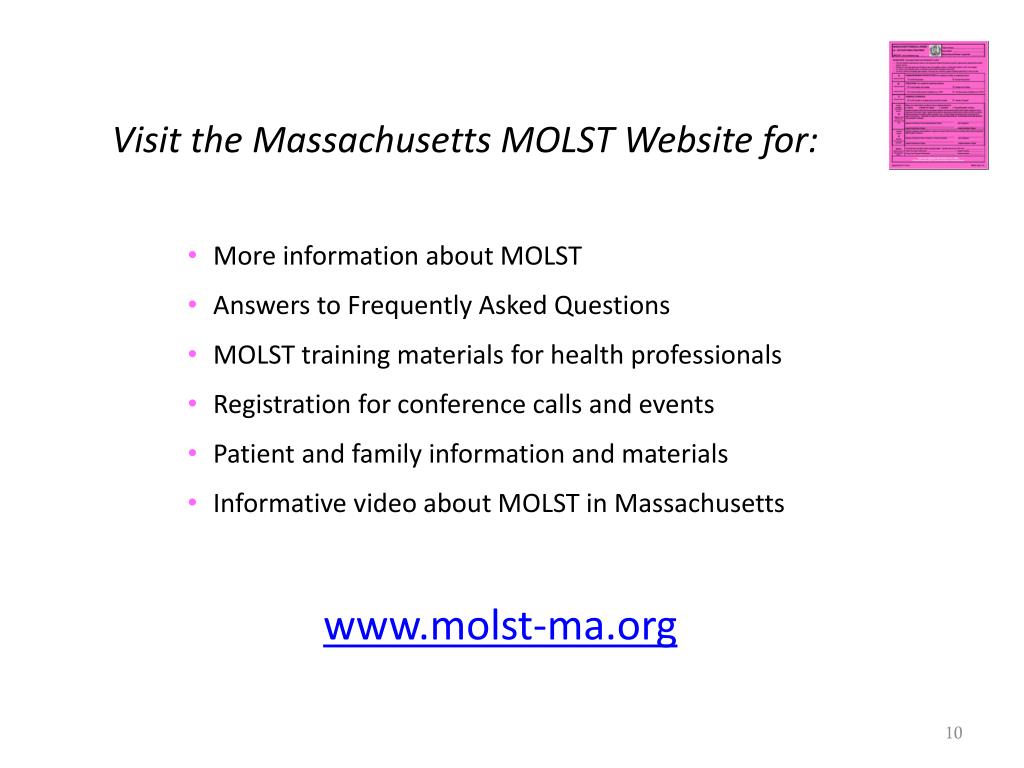 PPT - Massachusetts Medical Orders for Life-Sustaining Treatment ...