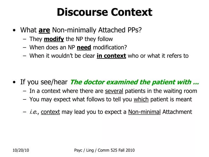PPT - Discourse Context PowerPoint Presentation, free download - ID:1814302