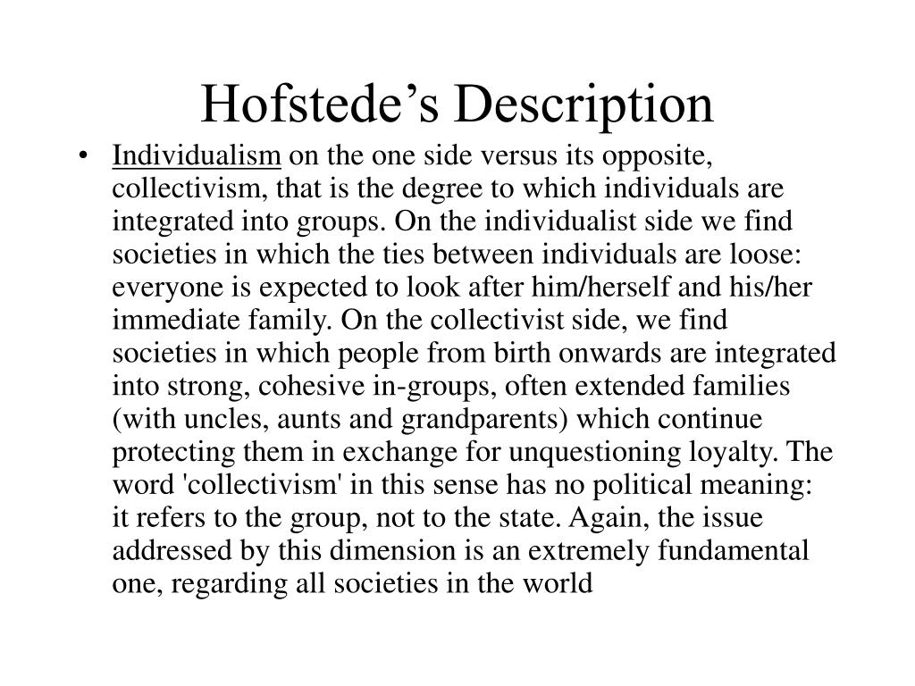 PPT - Geert Hofstede. His study used IBM employees across 50 different ...