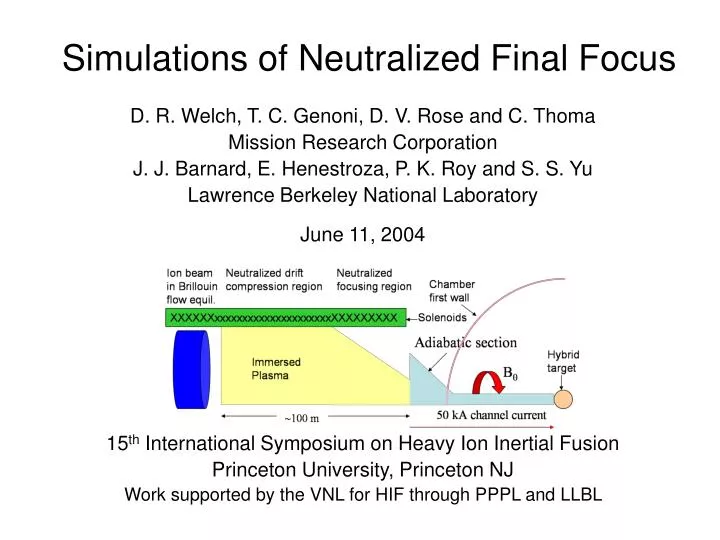 PPT - Simulations of Neutralized Final Focus PowerPoint Presentation ...