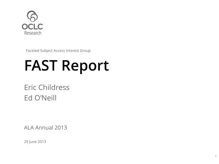 PPT - FAST Report PowerPoint Presentation, free download - ID:1815340