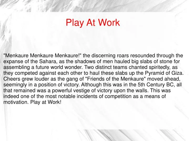 PPT - Play At Work PowerPoint Presentation, free download - ID:1815412